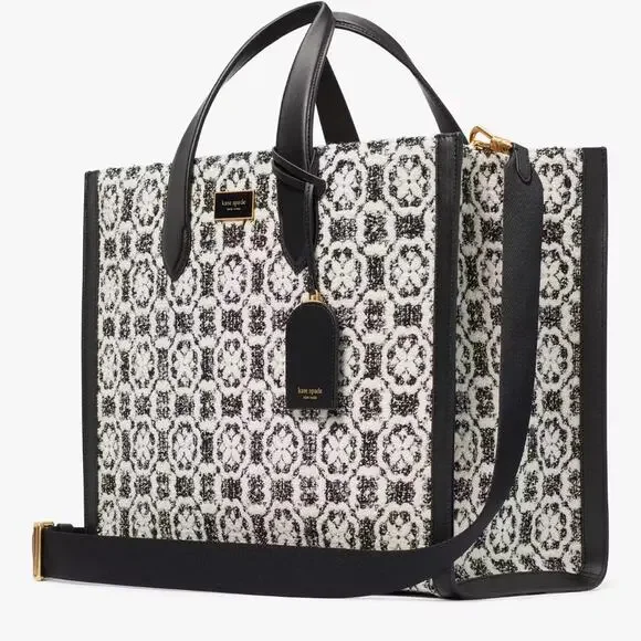 NWT Kate Spade Manhattan Spade Flower Monogram Tweed Large Tote Purse